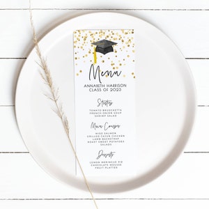 Graduation Dinner Menu Template, Printable Modern Graduate Table Decor ...