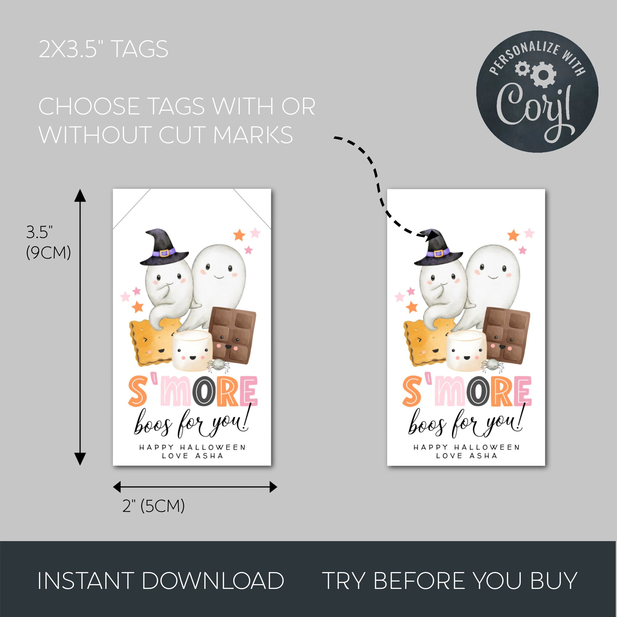 Halloween S'more Boos for You Gift Tag Template, Printable Ghost Smores ...