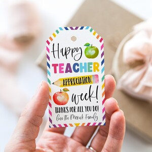 Happy Teacher Appreciation Week Gift Tag Template, Printable Thank You ...