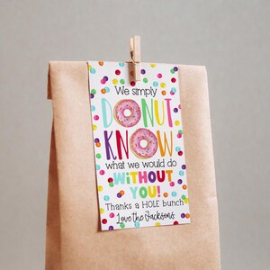 Donut Appreciation Gift Tag Template, Printable Donut Know What We ...