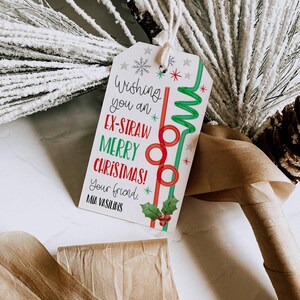 Christmas Crazy Straw Gift Tag Template, Printable Ex-straw Merry ...
