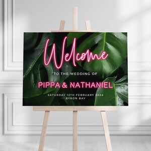 Neon Tropical Welcome Sign Template, Printable Beach Destination ...