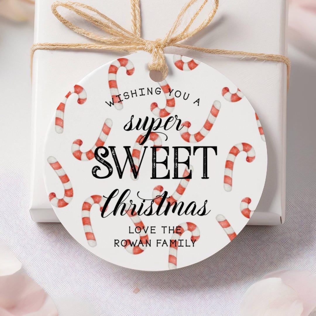 Round Candy Canes Christmas Gift Tag Template, Printable Wishing You A ...
