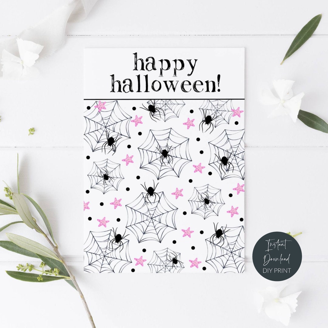Printable Halloween Mini Cookie Card, Spiderweb Spiders Cookie Card ...