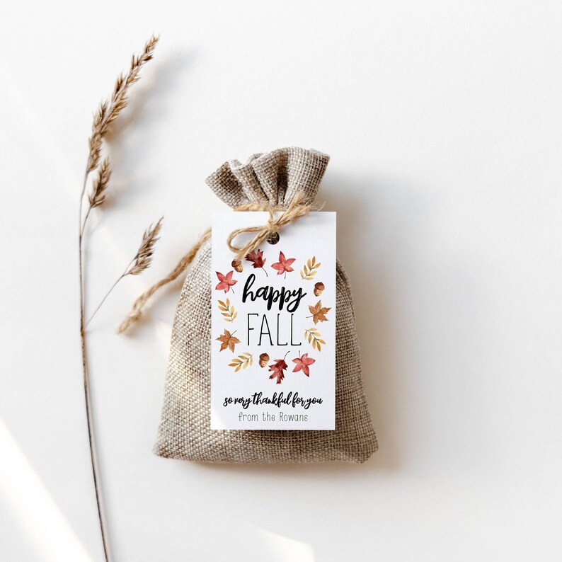 Happy Fall Gift Tag Template, Printable Hello Fall Gift Tag, Editable ...