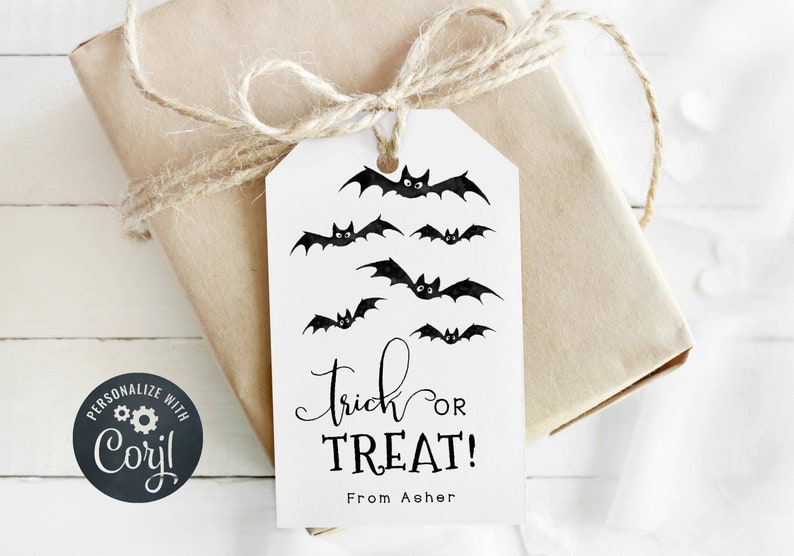 Halloween Bats Gift Tag Template Printable Trick or Treat - Etsy