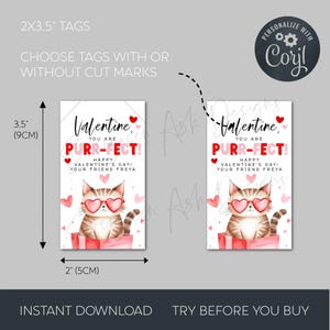 Cat Valentine's Day Gift Tag Template, Printable You Are Purr-fect ...