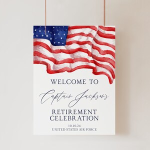 American Flag Retirement Party Welcome Sign Template, Printable ...