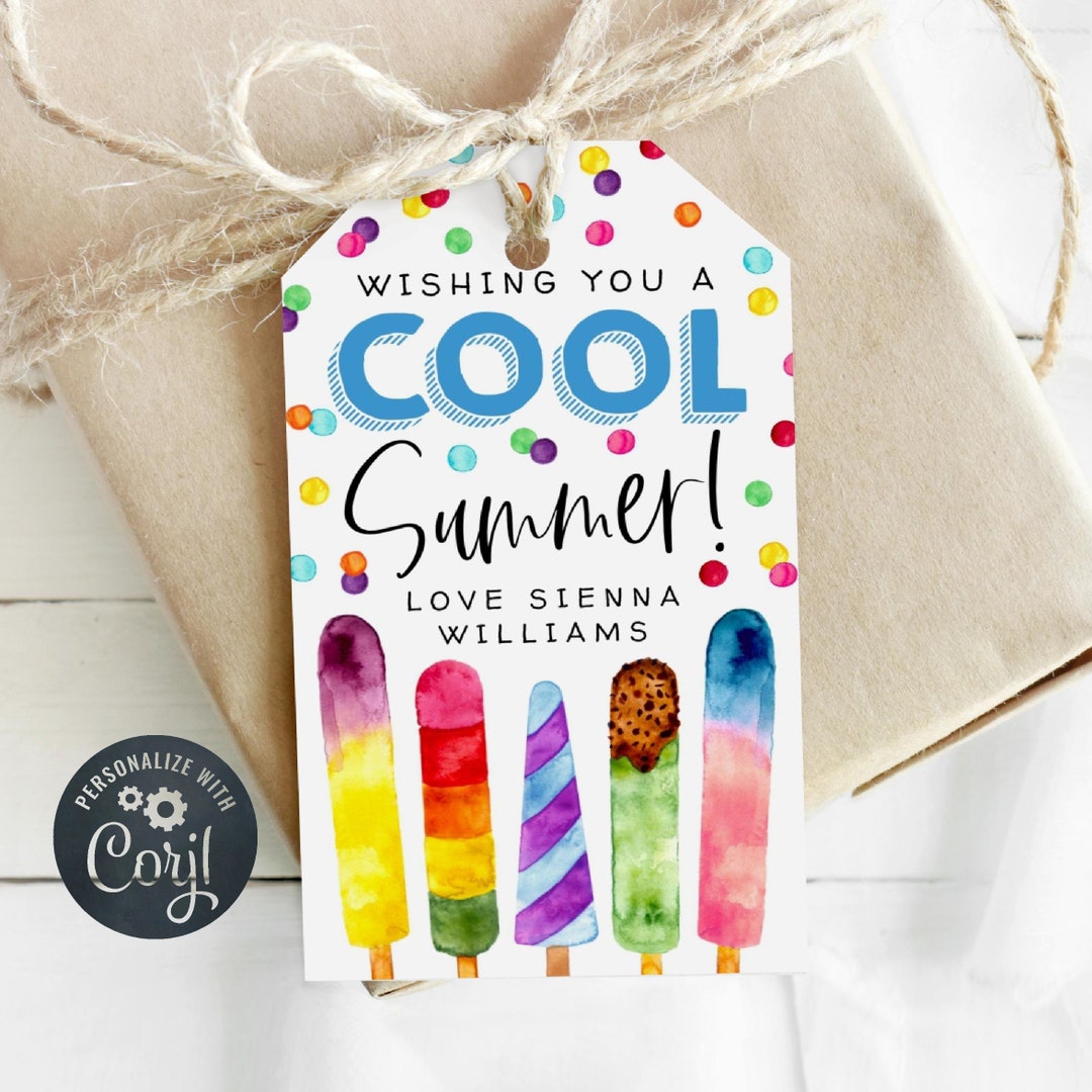 Ice Pops Gift Tag Template, Printable End of School Favor Tag, Editable ...