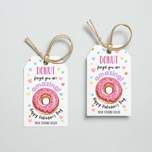 Donut Valentine's Day Gift Tag Template Printable Donut | Etsy