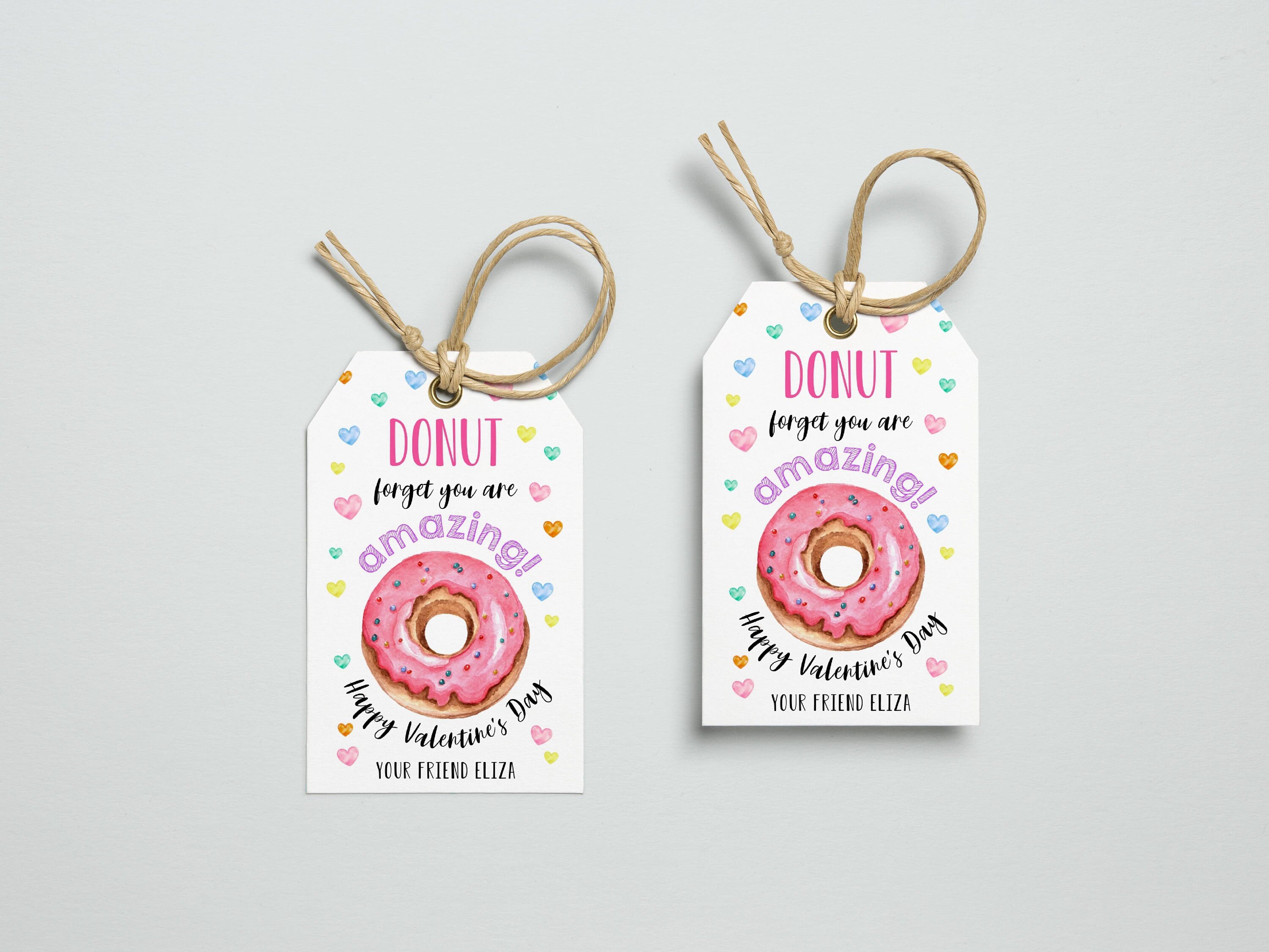 Donut Valentine's Day Gift Tag Template Printable Donut | Etsy