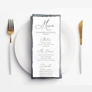 Elegant Script Wedding Menu Template, Printable Modern Minimalist Table ...