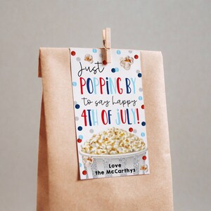 4th of July Popcorn Favor Tag Template, Printable Just Popping by July ...