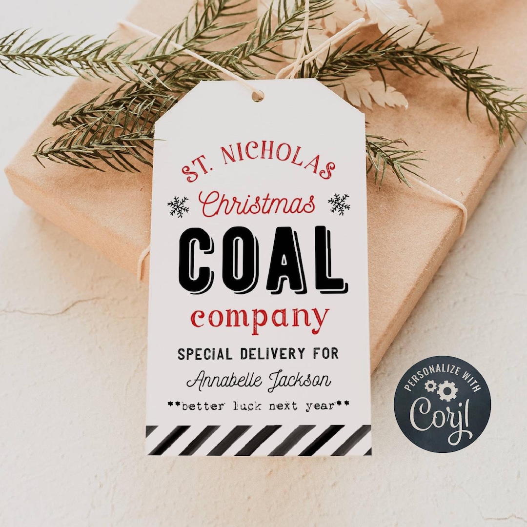 Editable Coal Christmas Gift Tag Template, Printable Christmas Coal ...