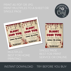 Bloody Good Time Halloween Invitation Template, Printable Scary Blood ...