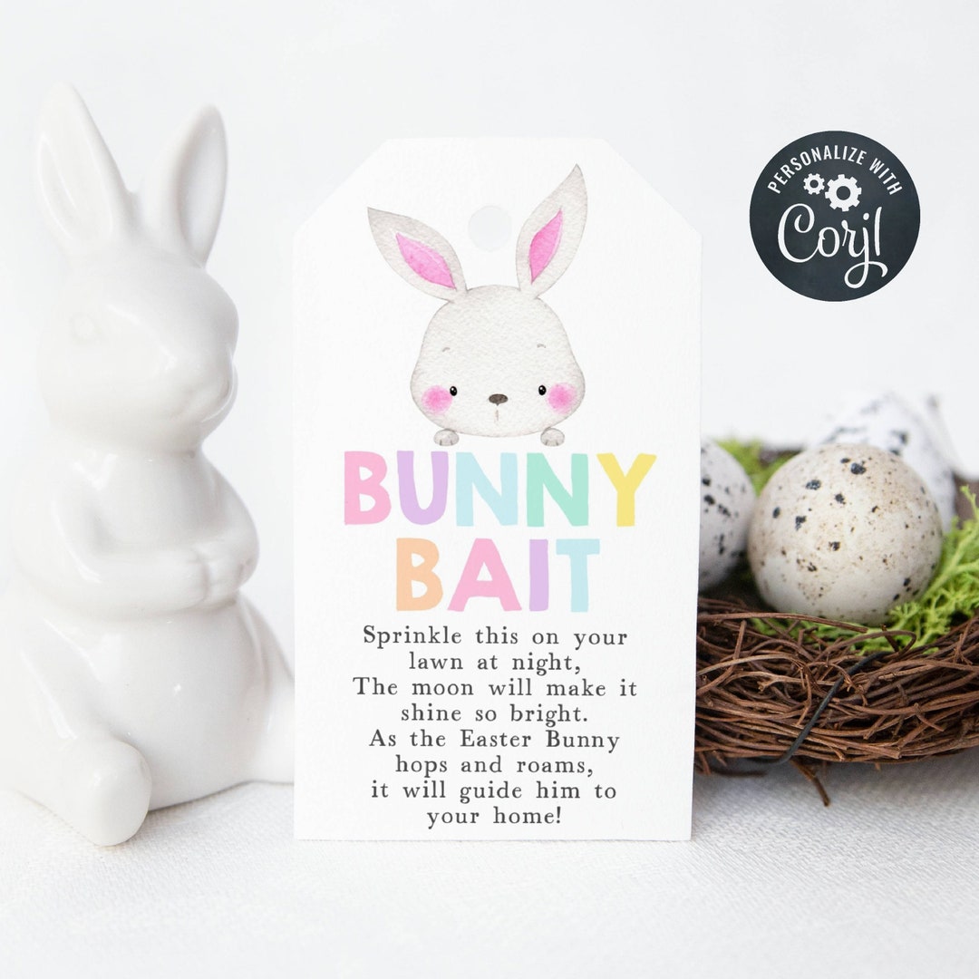 Bunny Bait Gift Tag Template, Printable Pastel Easter Bunny Food Favor ...