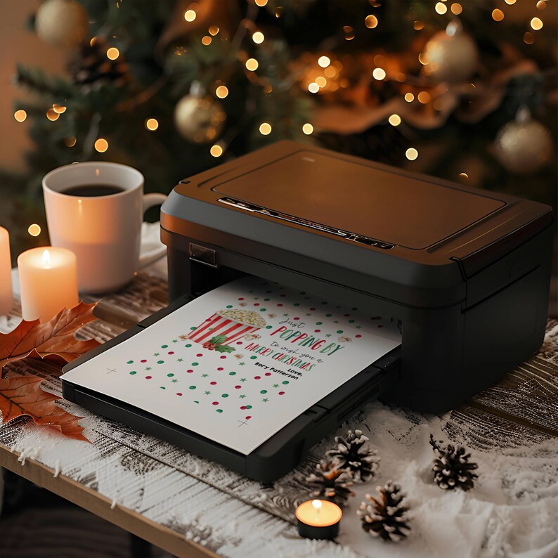 Christmas Popcorn Wrapper Template, Printable Just Popping by Microwave ...