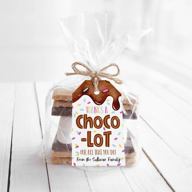 Chocolate Gift Tag Template Thanks A Choco-lot Printable - Etsy