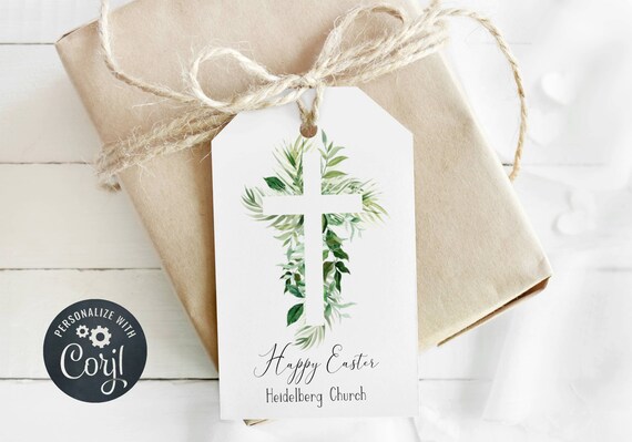 Easter Cross Gift Tag Template Printable Easter Favor Tags | Etsy