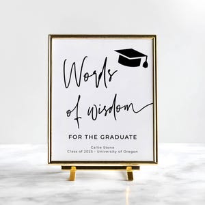 Graduation Words of Wisdom Sign Template, Printable Advice for the ...