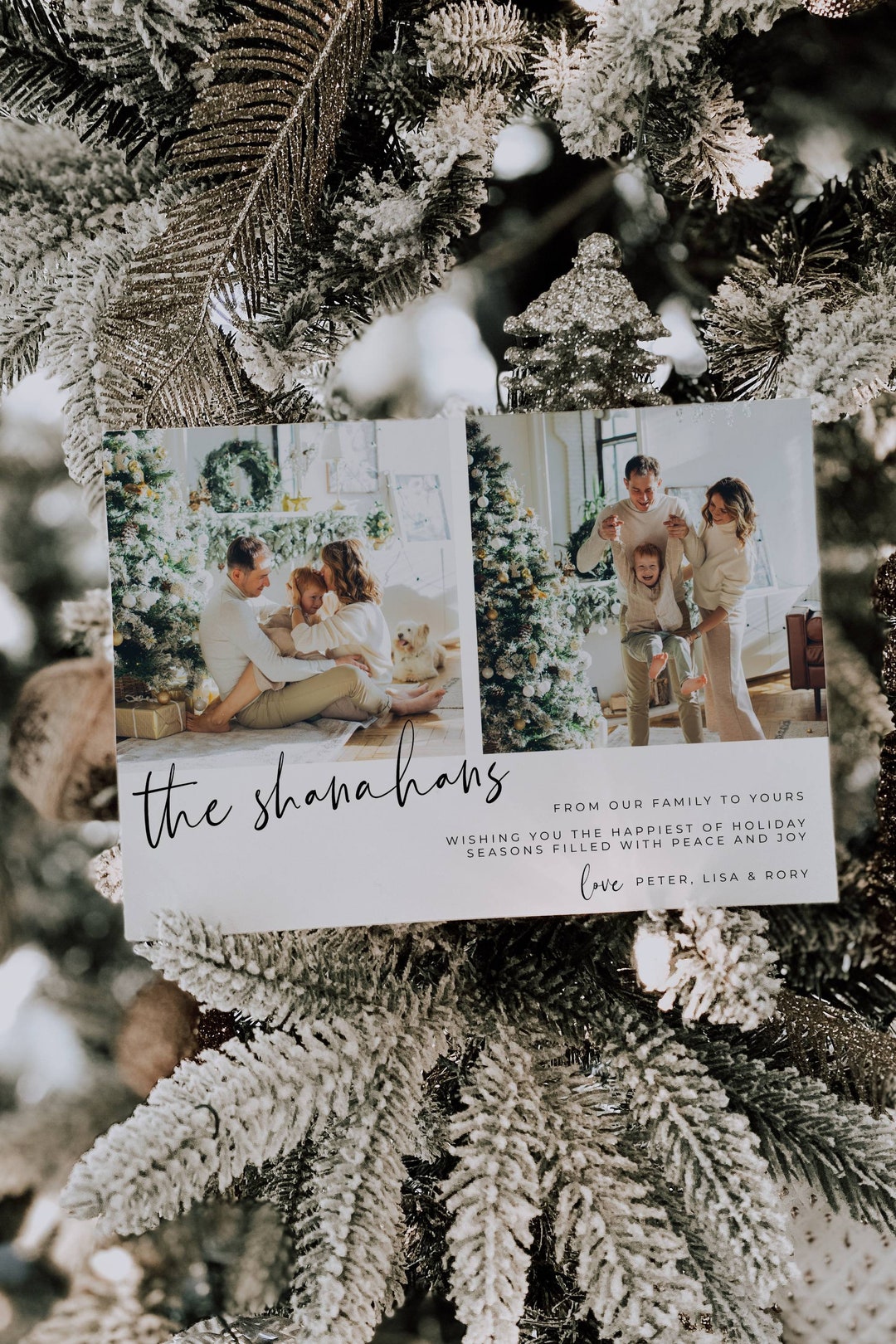 Modern Photo Holiday Card Template, Printable Minimalist Christmas Card ...