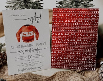 Ugly Sock Christmas Party Invitation, Modern Xmas Rustic Farmhouse ...