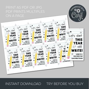 Let's Start This Year off Write Gift Tag Template, Printable Back to ...