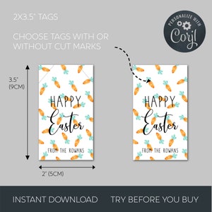 Happy Easter Gift Tag Template, Printable Carrots Easter Basket Favor ...