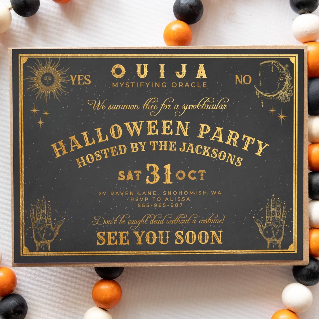 Ouija Board Halloween Party Invitation Template, Printable Mystical ...