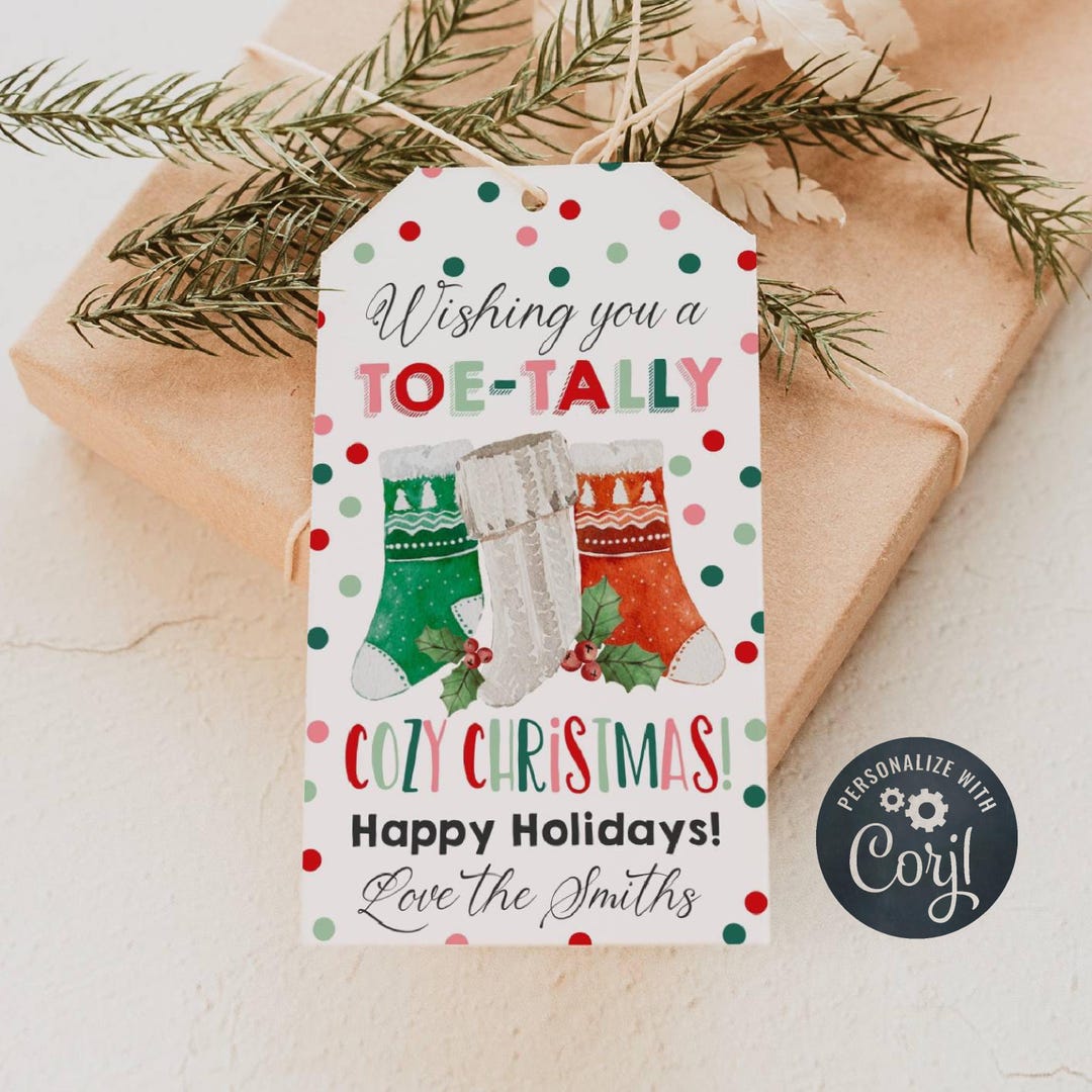Wishing You A Toe-tally Cozy Christmas Gift Tag Template, Printable ...