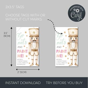 Nutcracker Christmas Gift Tag Template, Printable Paint Me Holiday ...