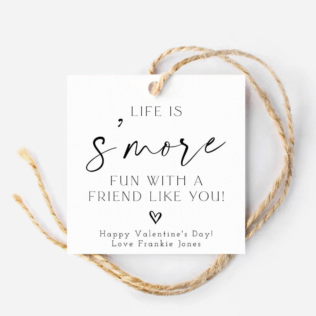 Life is S'more Fun Gift Tag Template, Printable Minimal Valentine's Day ...