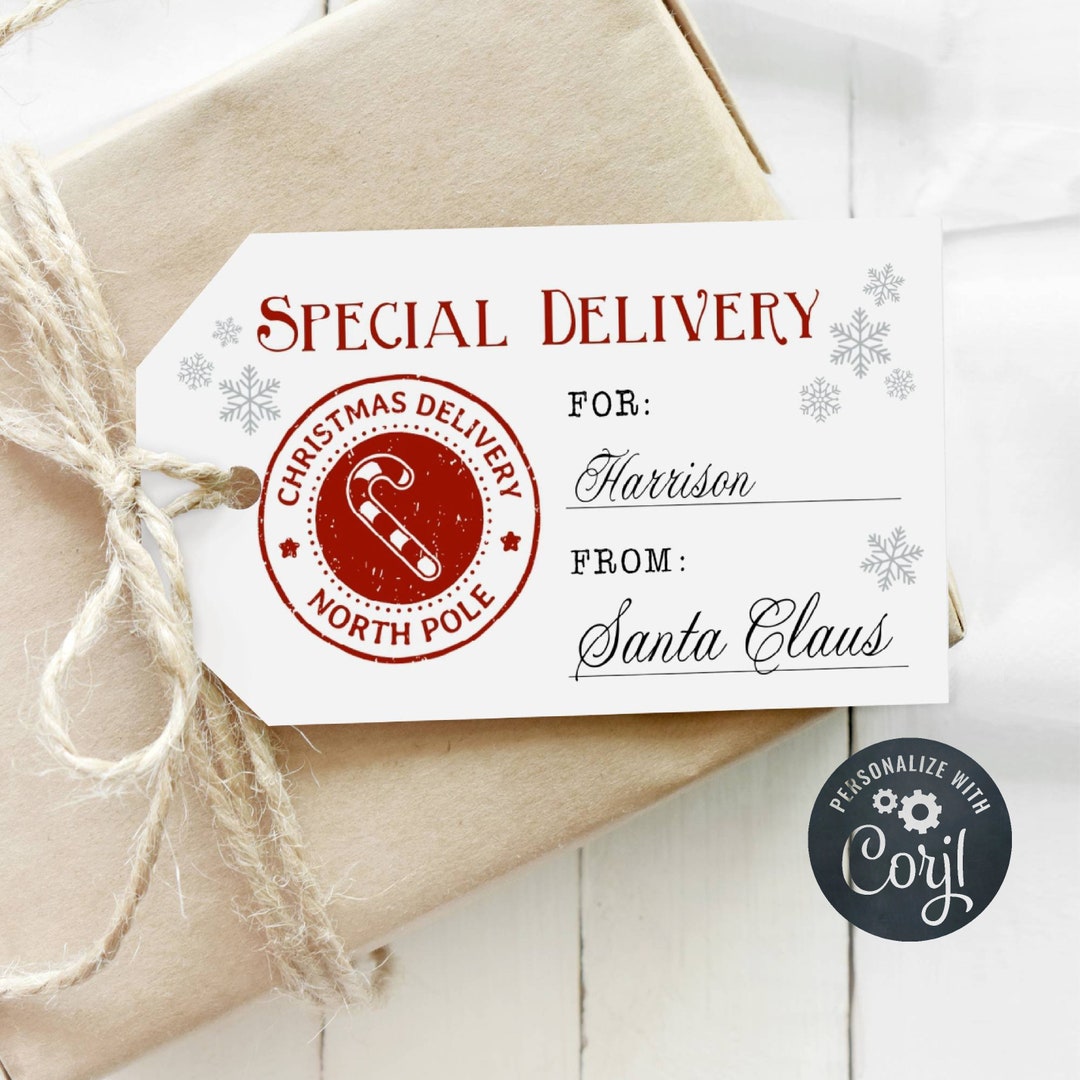 Printable Christmas Special Delivery Tag Template, Editable Santa North ...