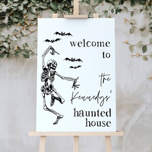 Halloween Party Dancing Skeleton Welcome Sign Template, Printable ...