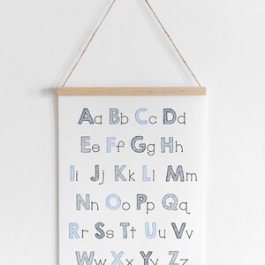 Navy Blue Alphabet Poster, Printable ABC Kids Art, Pastel Educational ...