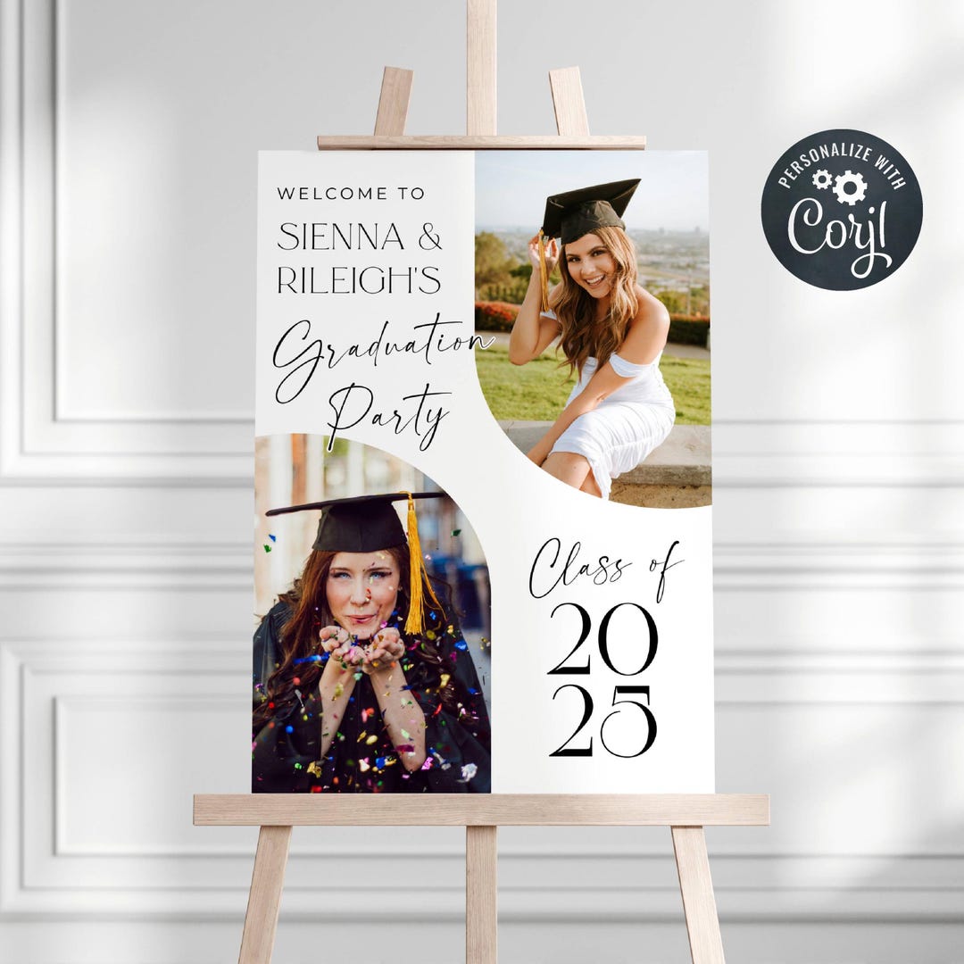 Graduation Party Arch Photo Welcome Sign Template, Printable Modern Two ...
