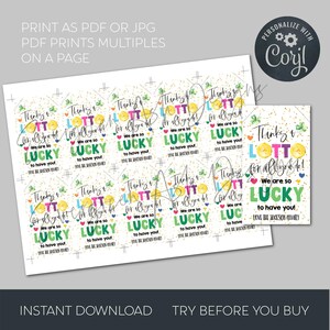 St. Patrick's Day Lotto Gift Tag Template, Printable Lucky Teacher ...