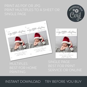 Newborn Christmas Card Template, Merry Little Christmas Editable Birth ...