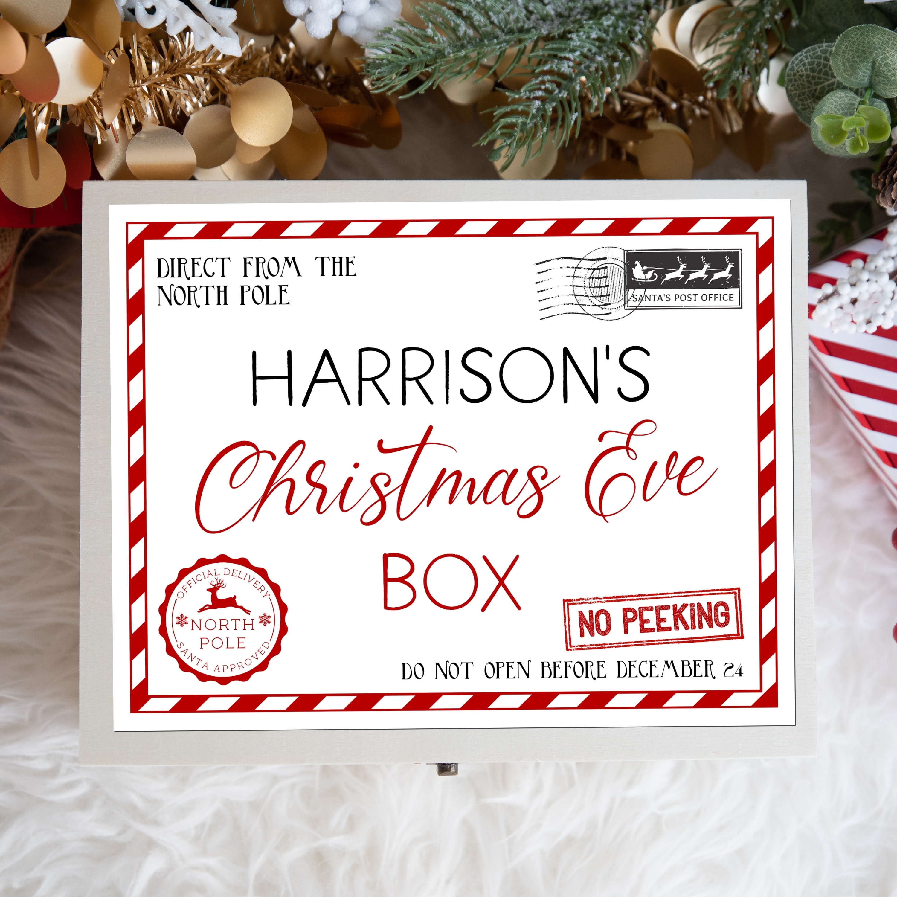 Editable Christmas Eve Box Label Template, Printable Holiday Tradition ...