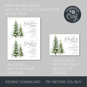Elegant Christmas Trees Invitation Template, Printable Holiday Party ...