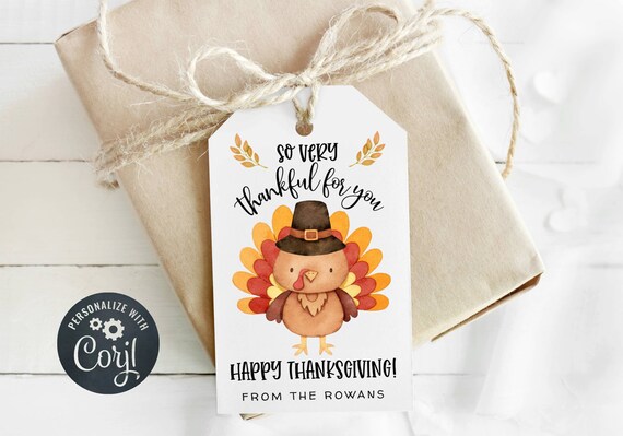 Printable Thanksgiving Gift Tag Template Cute Turkey Favor | Etsy