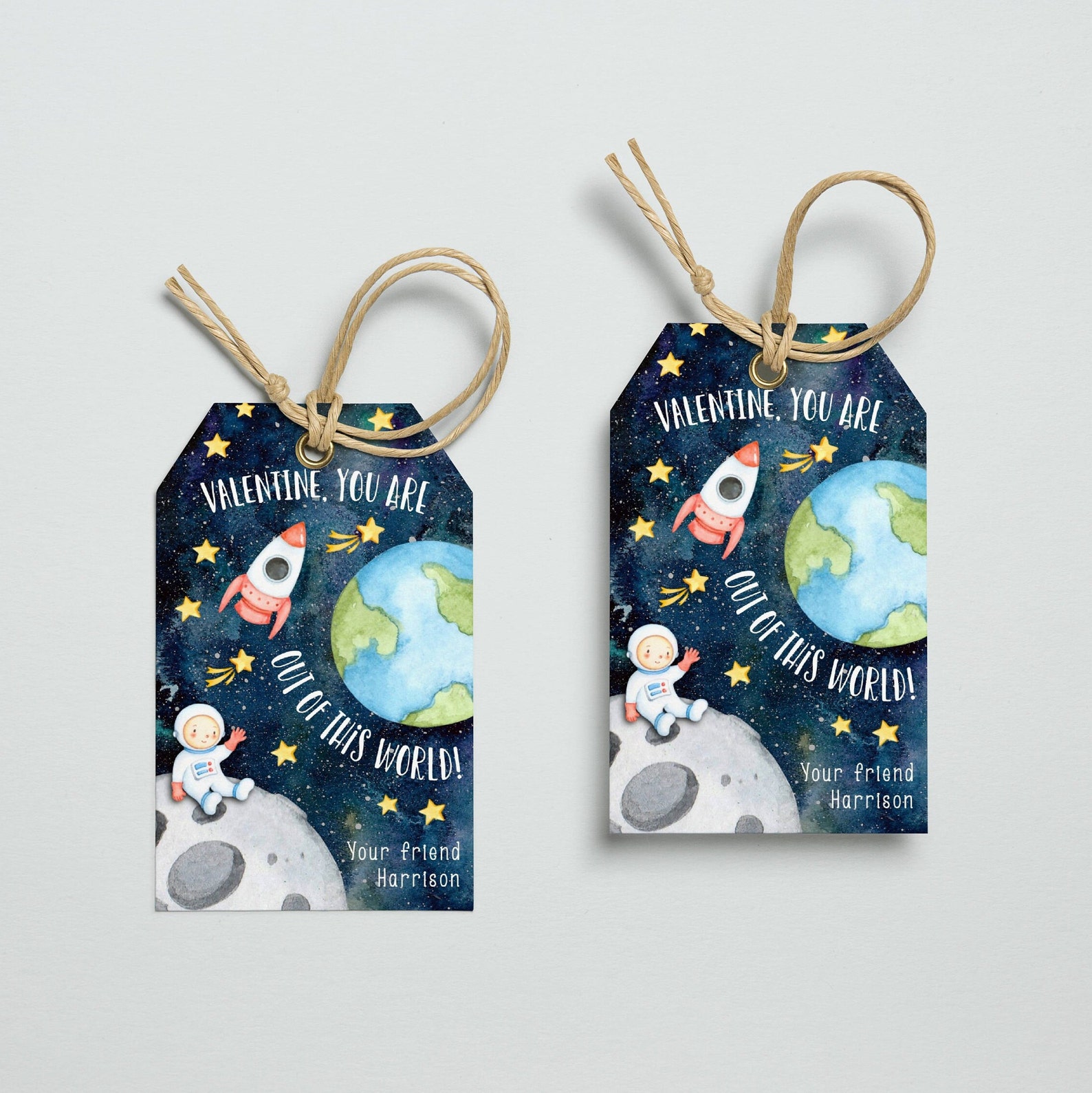 Valentine's Day Space Gift Tag Template Printable - Etsy
