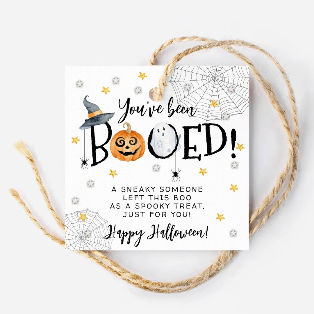 Halloween You've Been Booed Square Favor Tag Template, Printable Trick ...