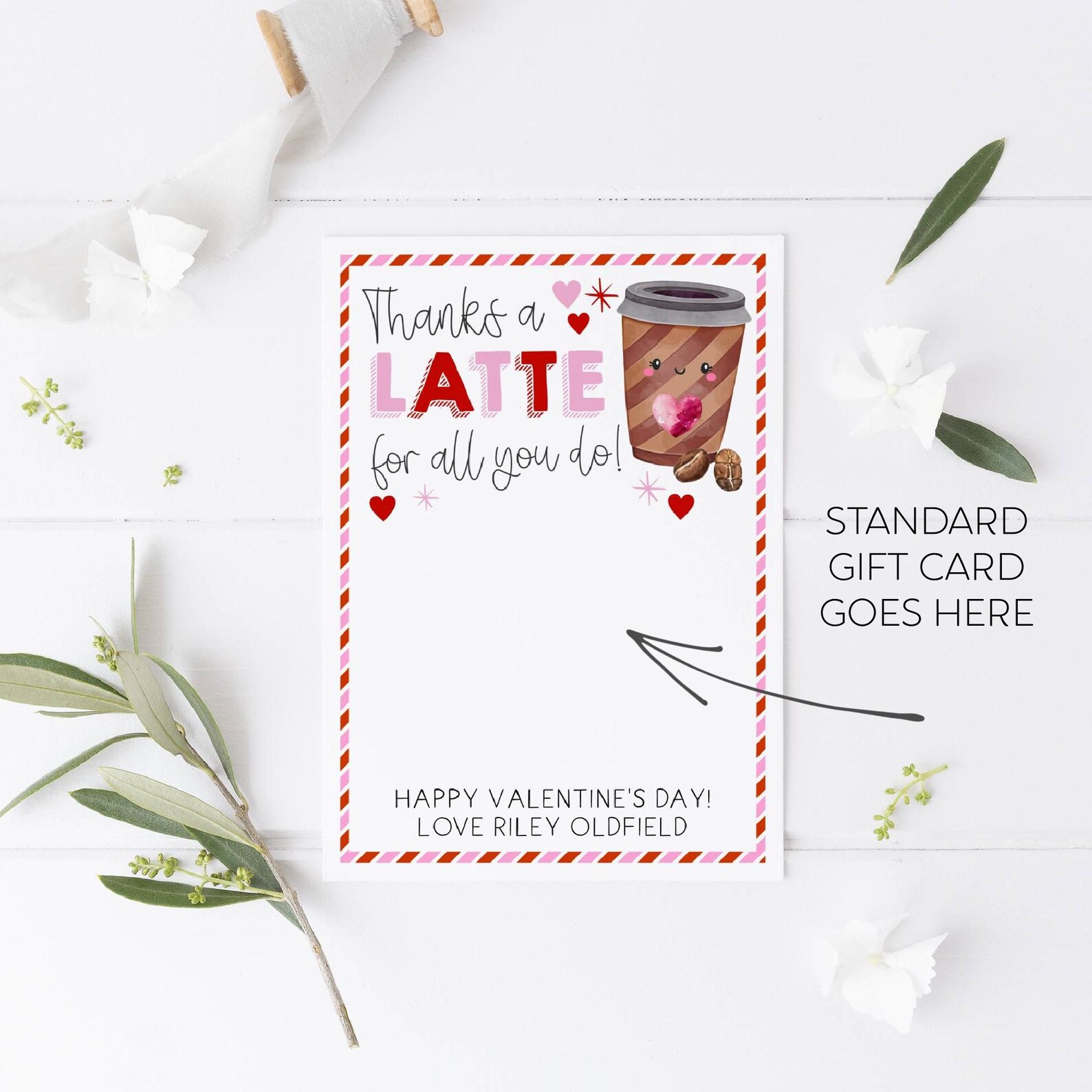 Thanks A Latte Valentine's Day Teacher Gift Card Holder Template ...