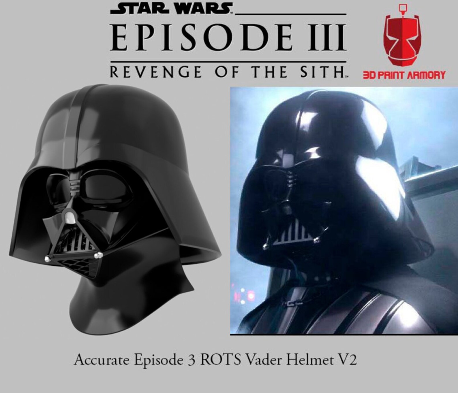 V2 ROTS Darth Vader Helmet STL - Etsy