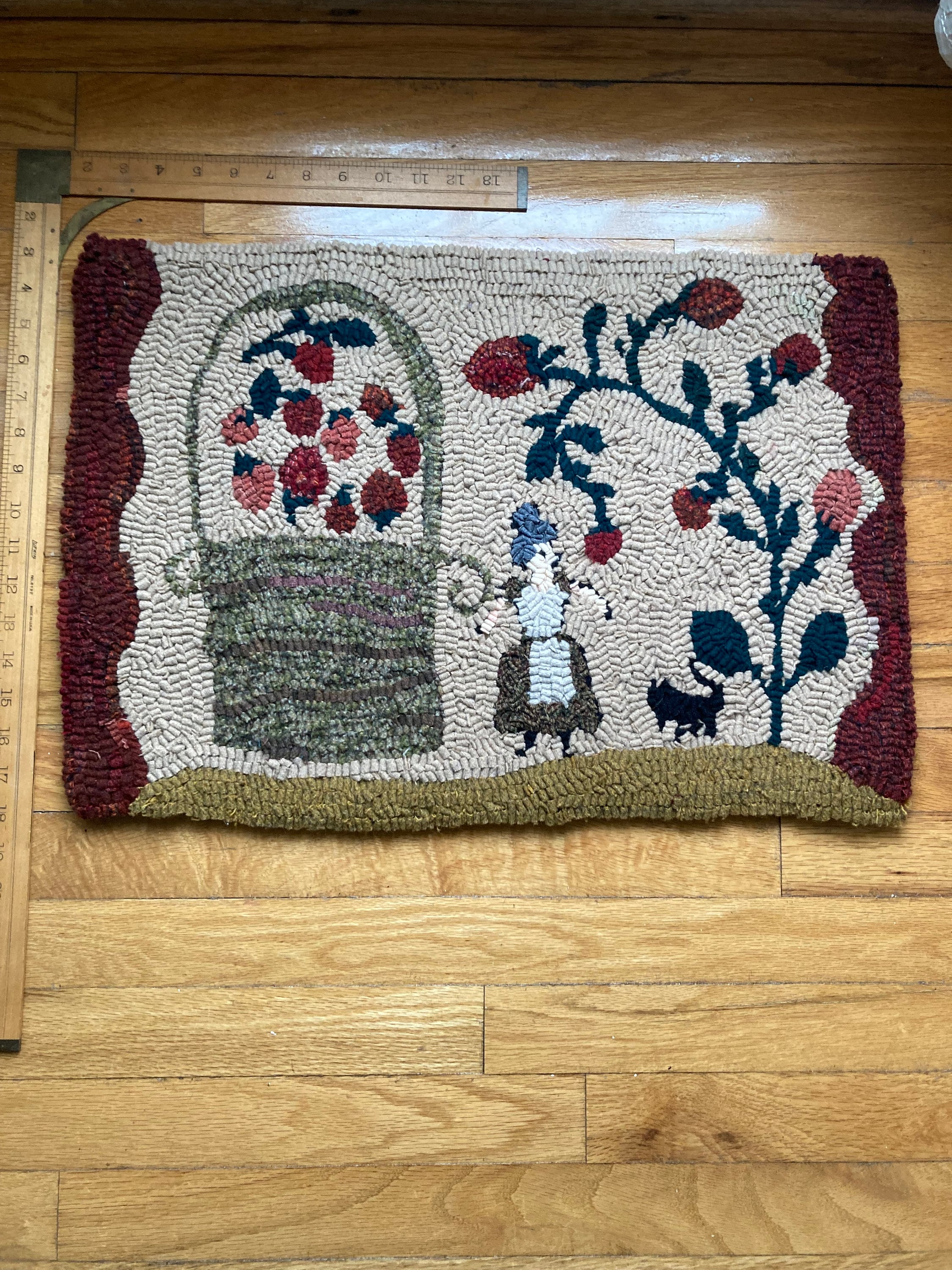 Handmade Primitive, Wool Hooked Rug, Primitive Folk Art - Etsy