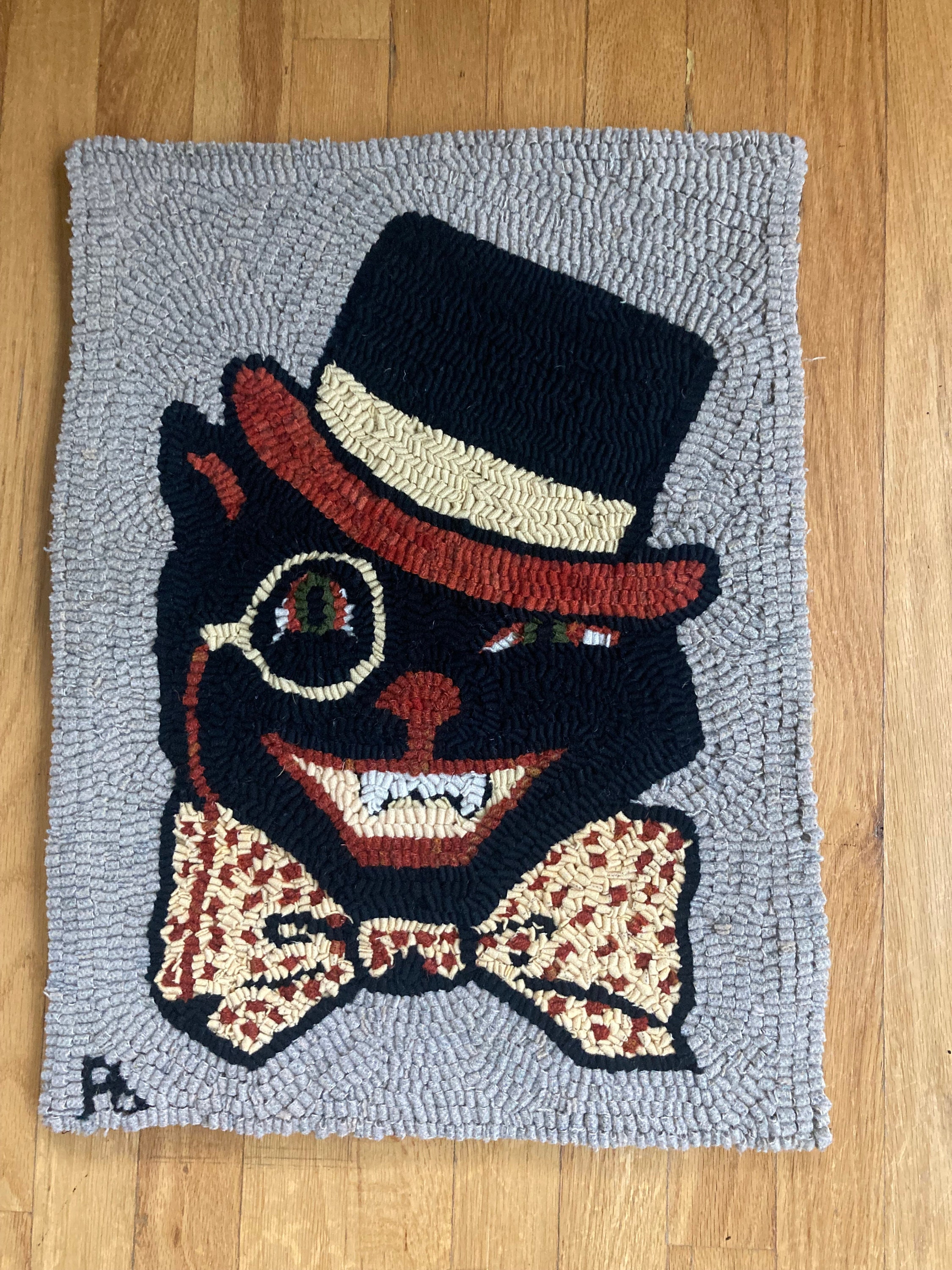 Primitive Folk Art, Wool Hooked Rug, Hand Hooked Rug - Etsy