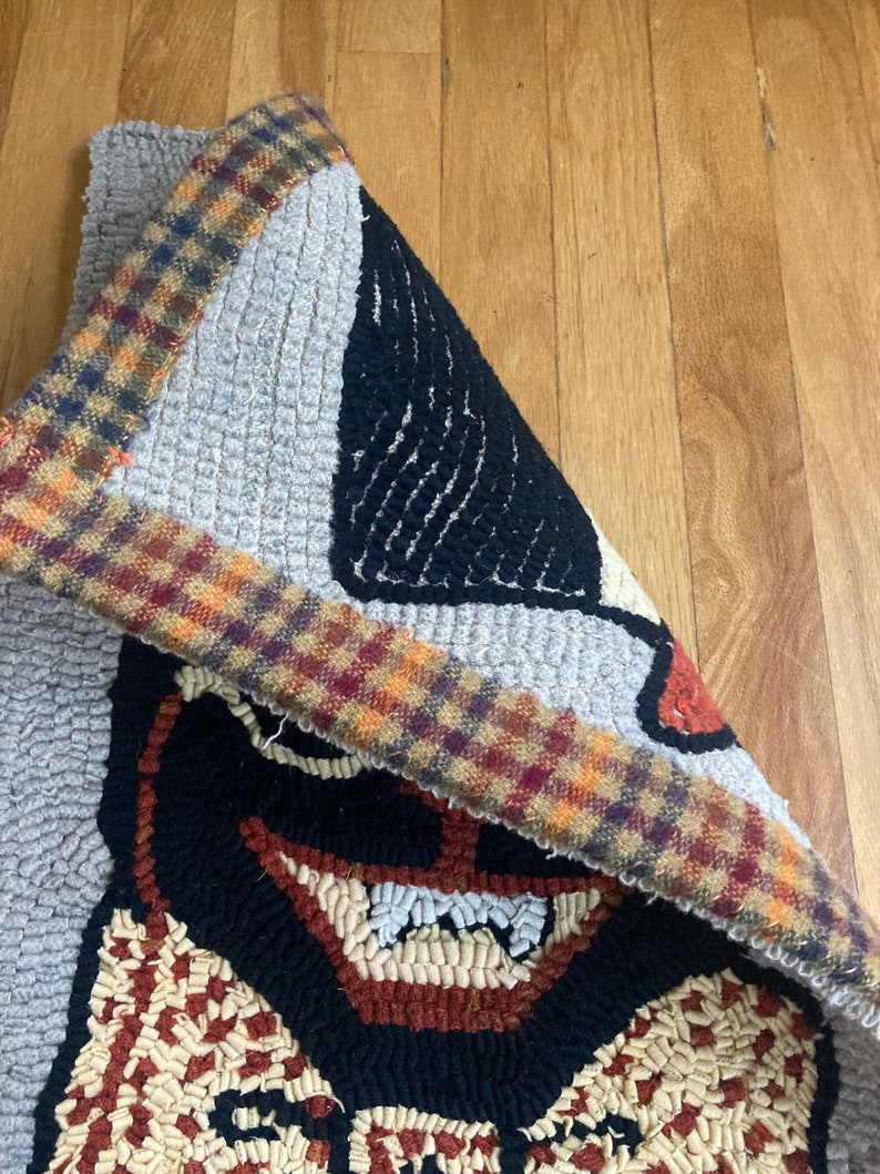 Primitive Folk Art, Wool Hooked Rug, Hand Hooked Rug - Etsy