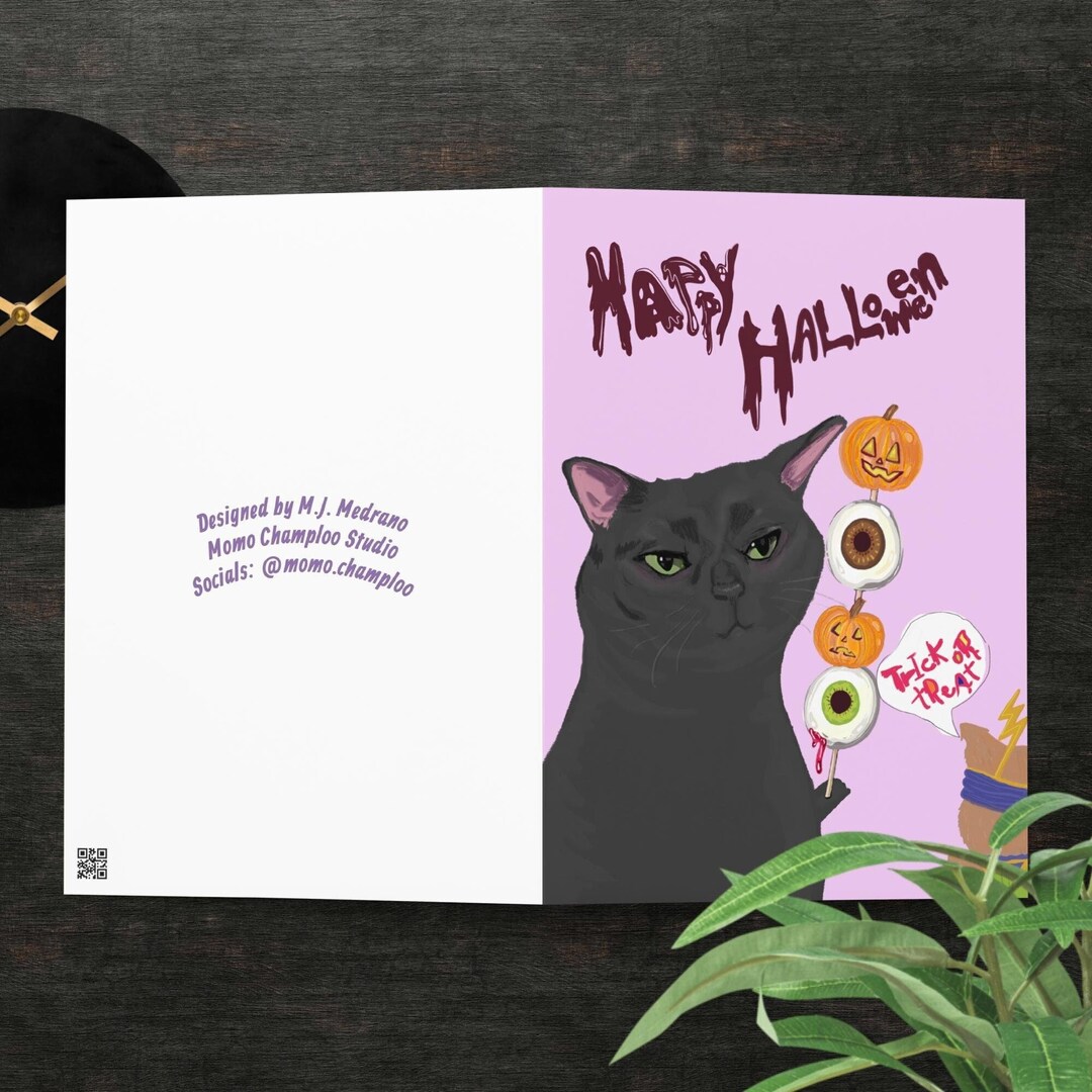 Halloween Cats Greeting Card - Etsy