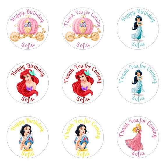 Party Favors Party Supplies Princess Sticker Labels for Girls Birthday ...